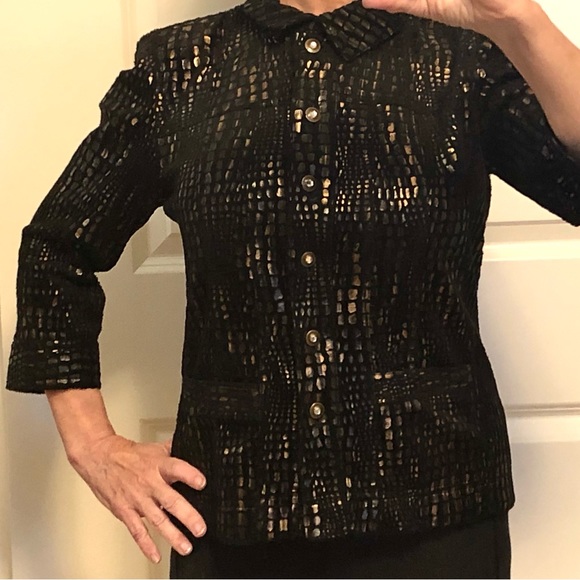 JM Collection | Jackets & Coats | Petite Animal Print Velvet And ...